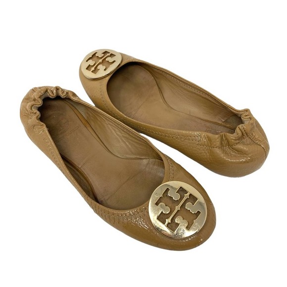 Tory Burch | Shoes | Tory Burch Reva Brown Patent Leather Ballet Flats ...